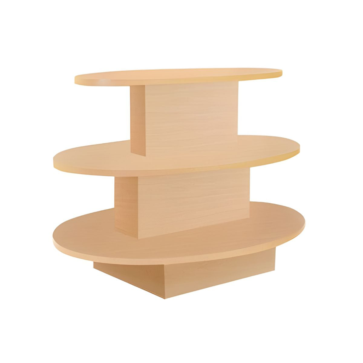 3-Tier Oval Display Table Maple – Wholesale Store Fixture & Fine Carpentry